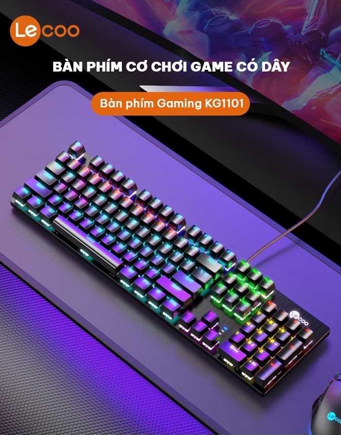 Lecoo KG1101 Wired Mechanical gaming Keyboard Full size Cheap Blue ...