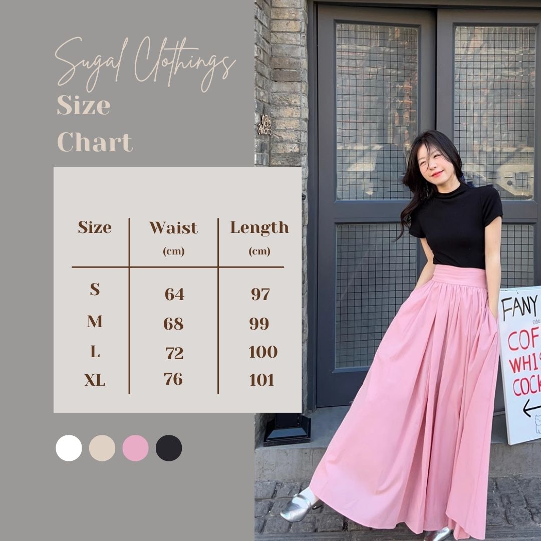 Sugal CV NU 049V2 Women's Long Flared High Waist Thick Wide Skirt ...