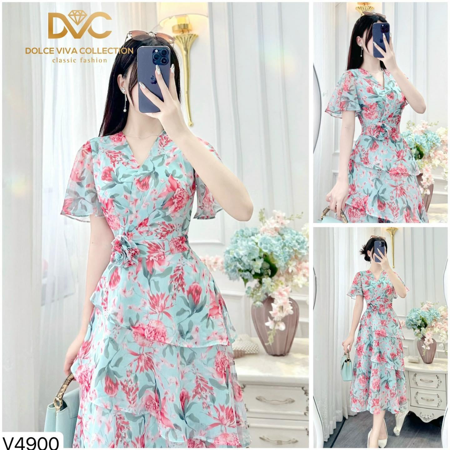 V4900 Luxury long spread flower dress [Dolce Viva Colection (DVC)] Rose ...