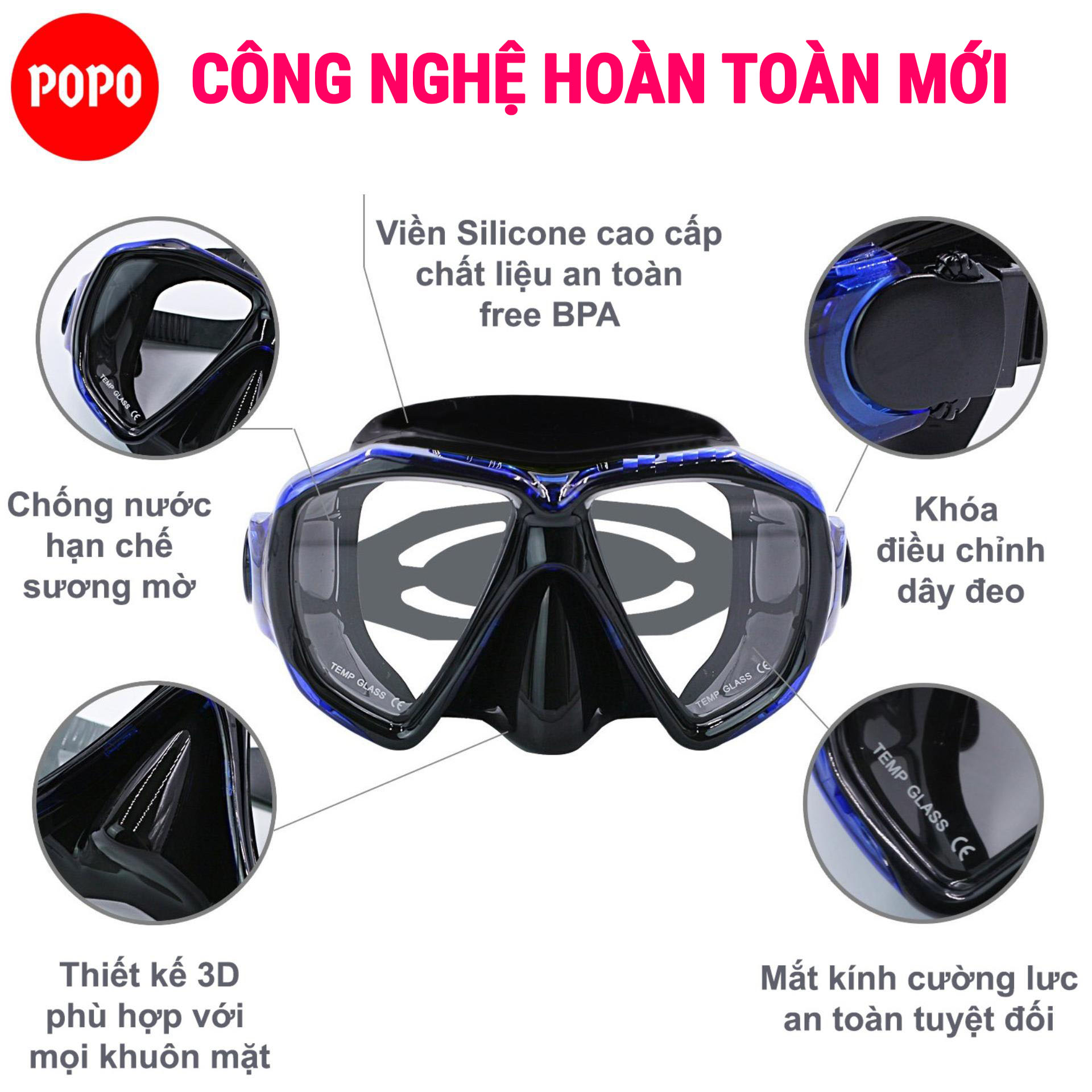 New generation TUO scuba diving mask with wide vision, tempered glass ...
