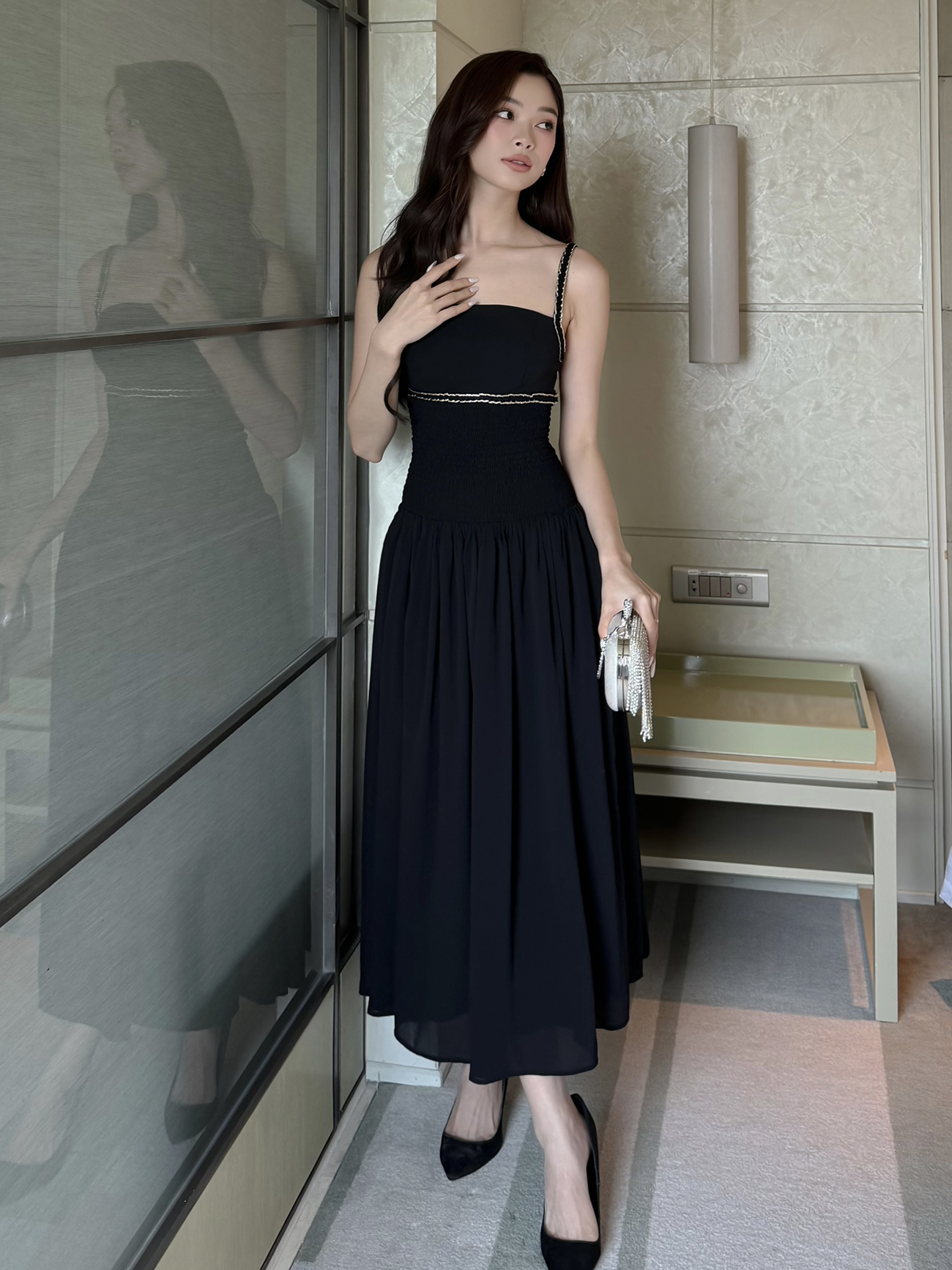 Luxurious ruffled Maxi spaghetti straps dress spread for party BBSTORE'S - D3561 | Shopee ...