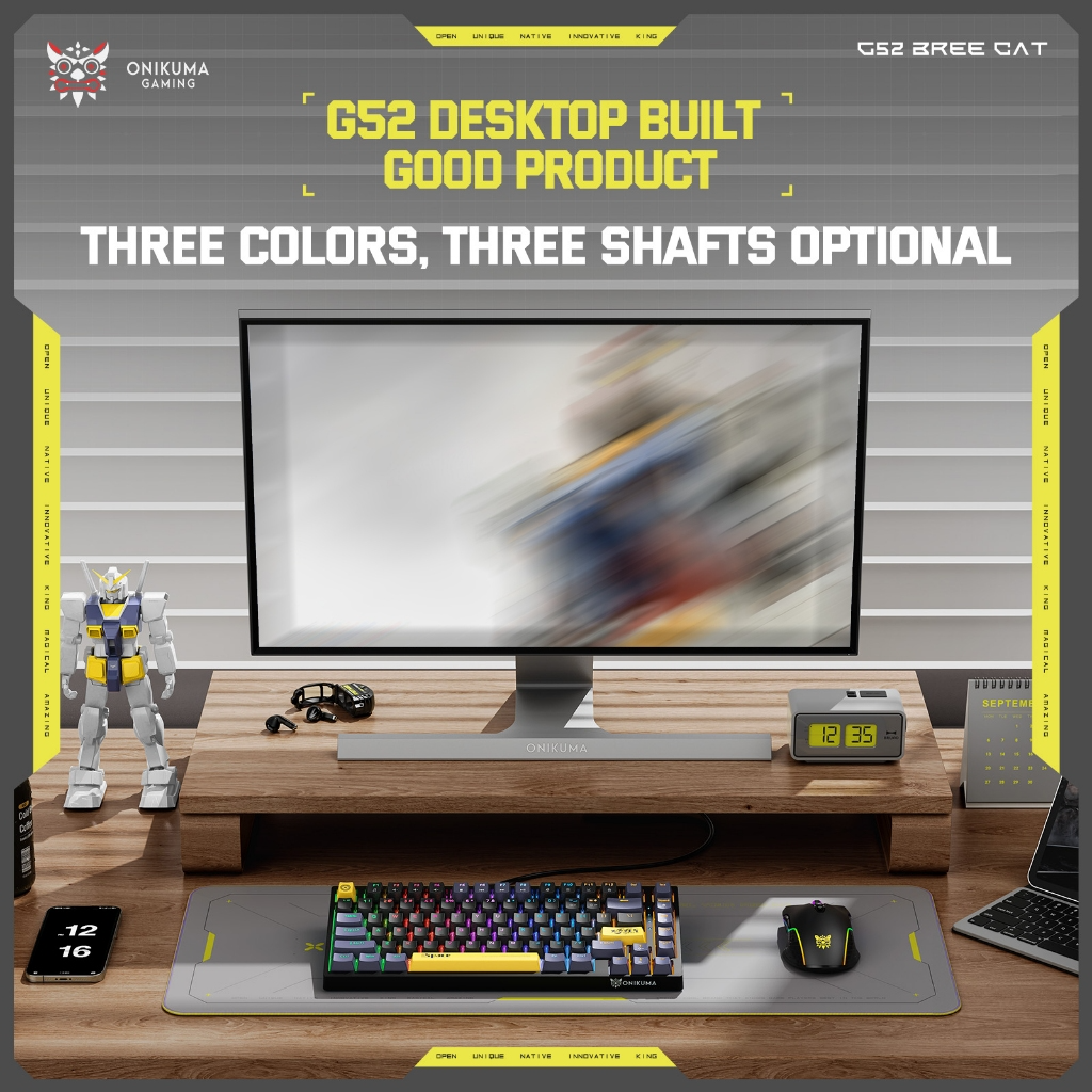 Onikuma G52 Wired Mechanical Gaming Keyboard - For PC and Laptop - RGB LED 82 Keys Brown Switch ...