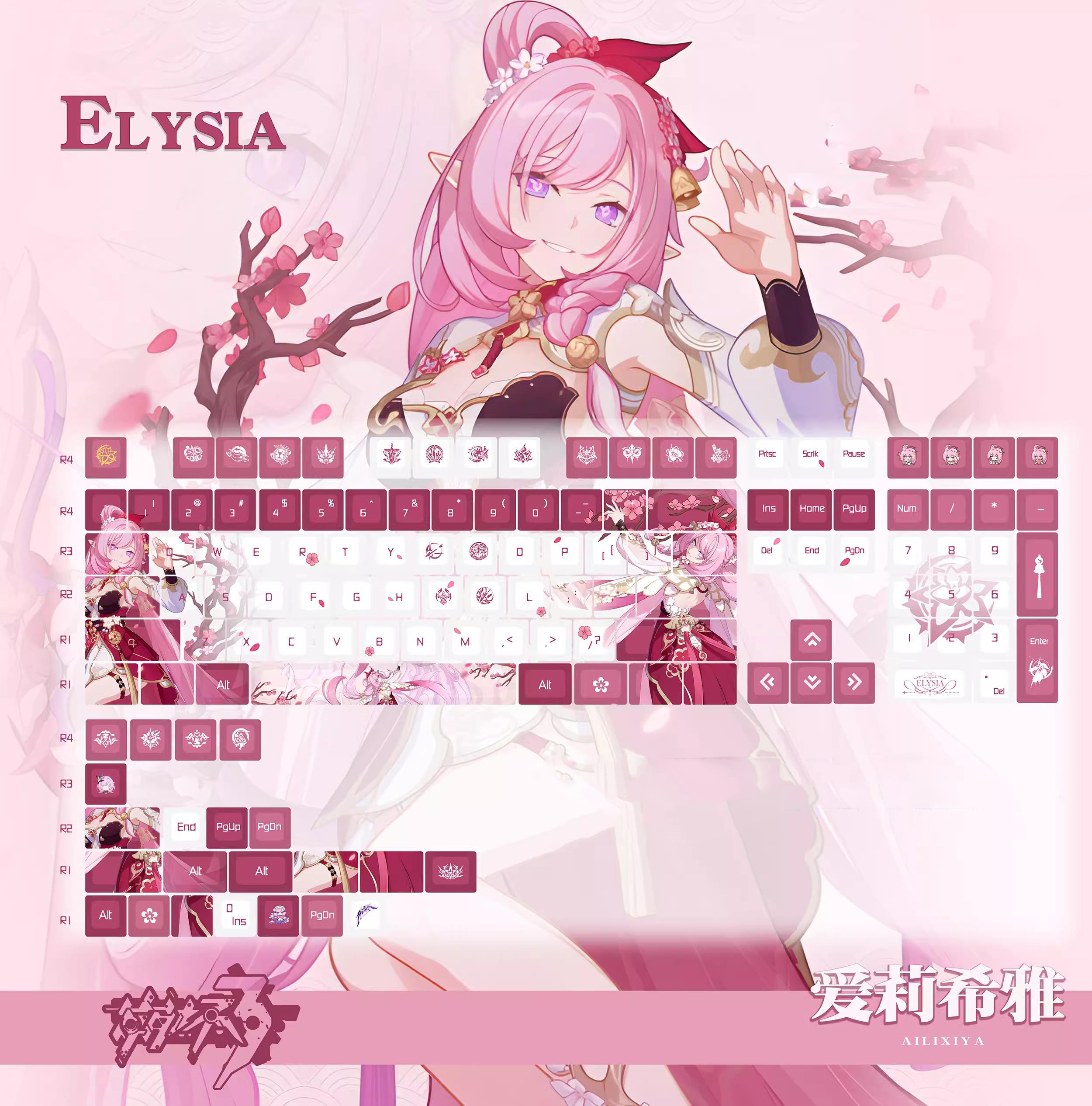 Keycap Honkai Impact 3 Elysia thick PBT ninja through led in dyesub 5 ...