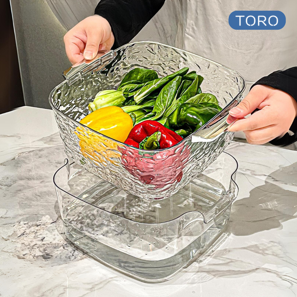 Diamond vegetable washing basket has a thick double-layer design with ...