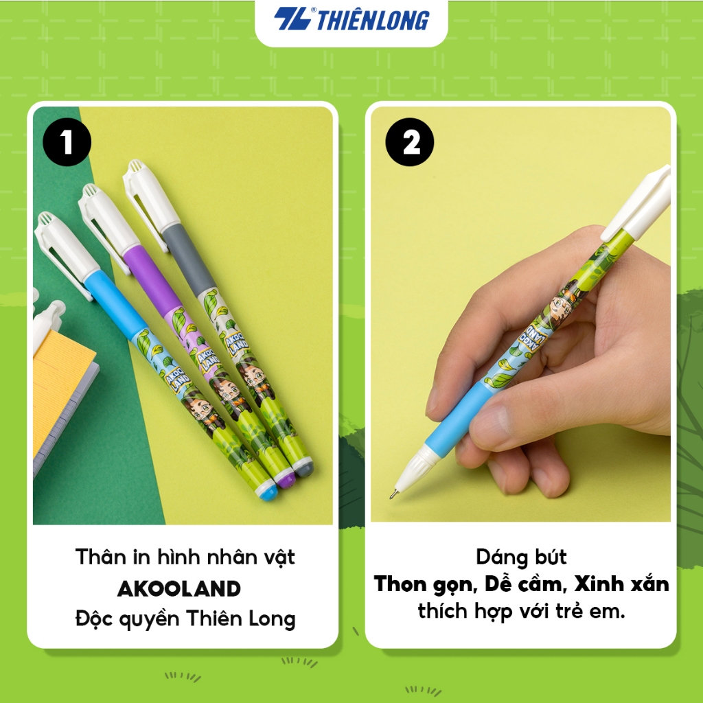 Combo of 10 Thien Long GEL-012/AK Gel Pens - Smooth 0.5mm writing ...