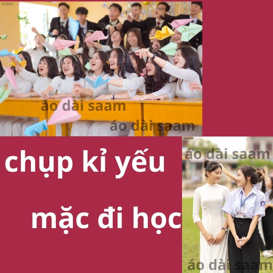 Saam white female student ao dai with 2 sleeves and V-neck, American ...