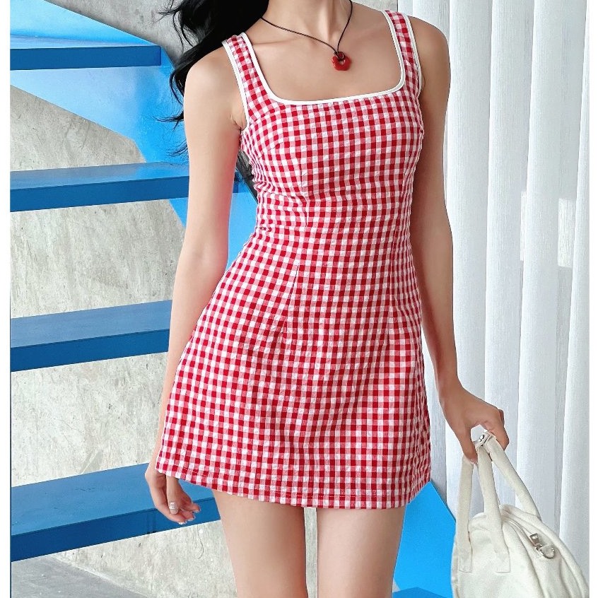 EDA EDA EDA | Women's 2-strap bassic three-color dress with loose A ...