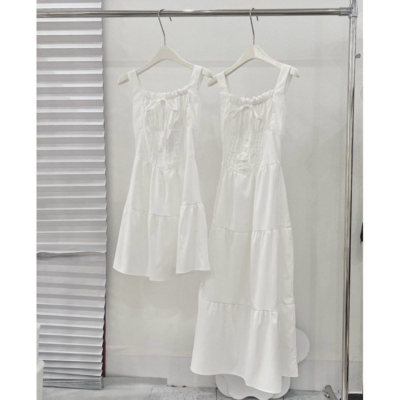 KEMIE Shop Super Cute White Ruffled Waist Maxi Dress (with real photos) | Shopee Philippines