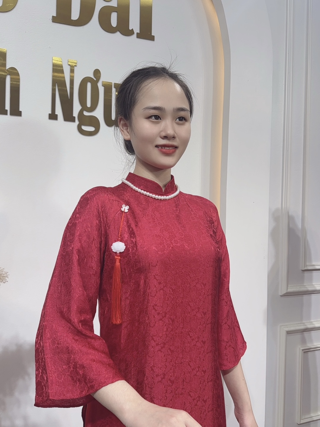 Red Bride Wedding Ao Dai, High Quality Silk Brocade 4 Flap Ao Dai (Ha ...