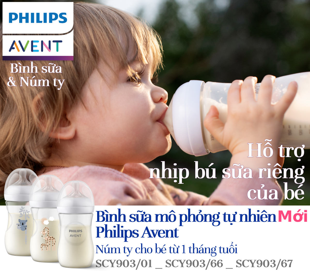 Philips Avent Natural Simulation Milk Bottle 260ml capacity for babies from 1 month old SCY903 ...