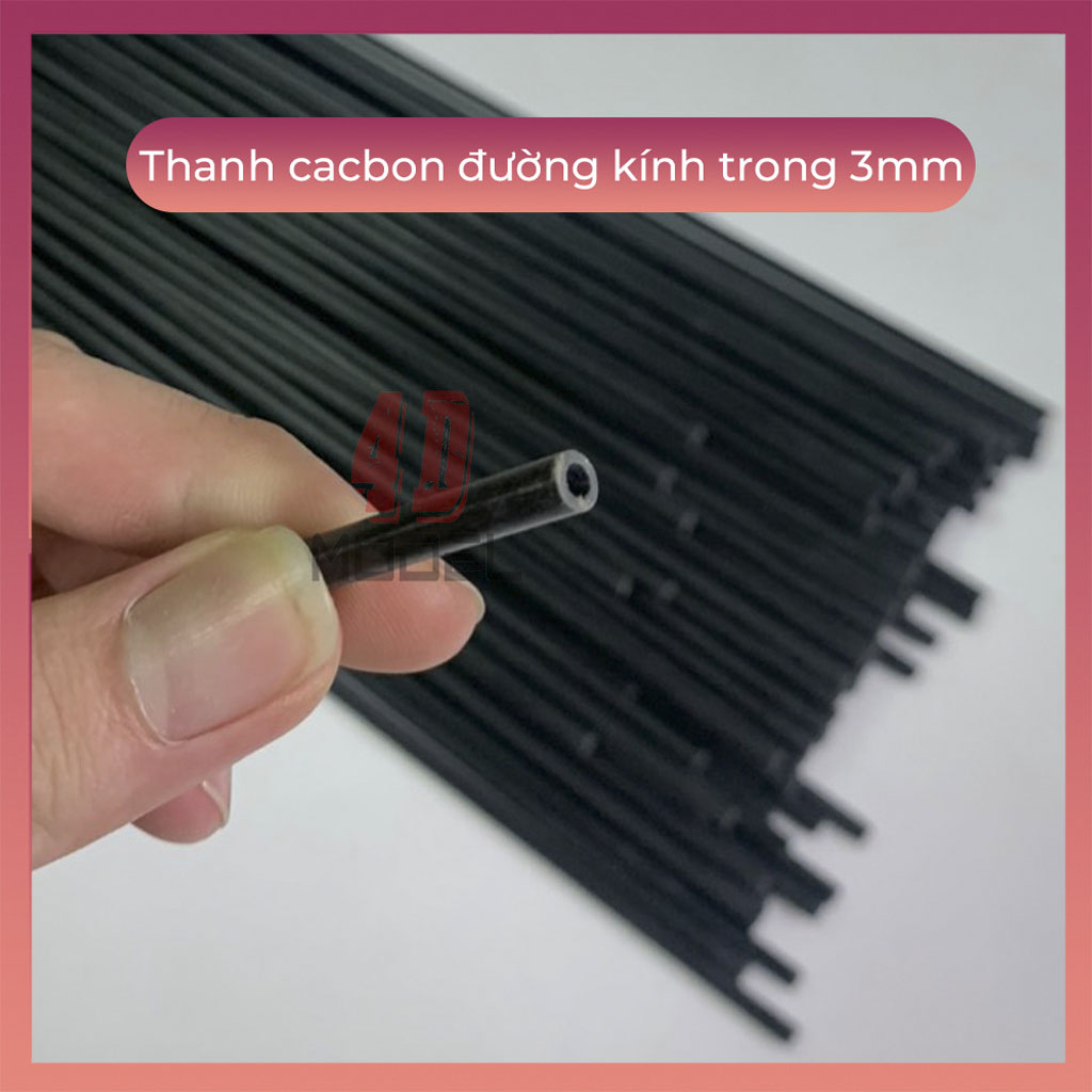 Set of 3 hollow Carbon bars, diameter 5mm, core 3mm, length 50cm ...