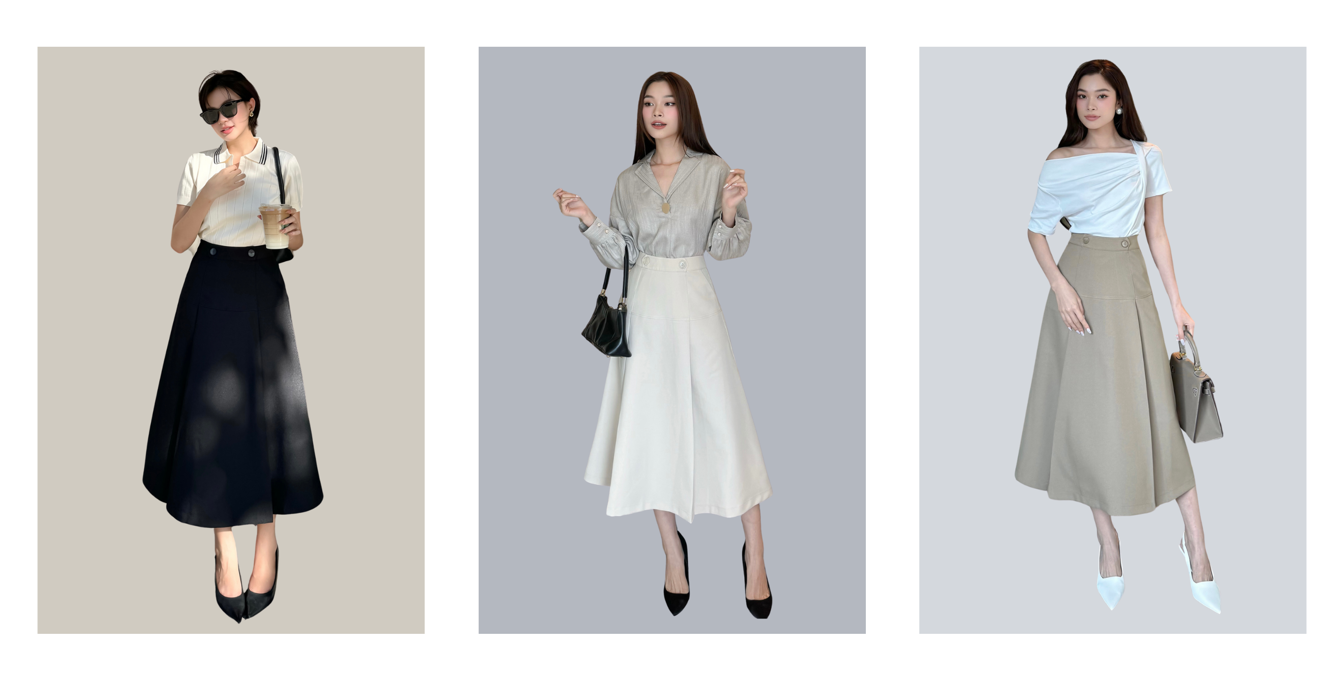 Bbstore's Office 2-Button Flared Skirt - V3544 | Shopee Philippines