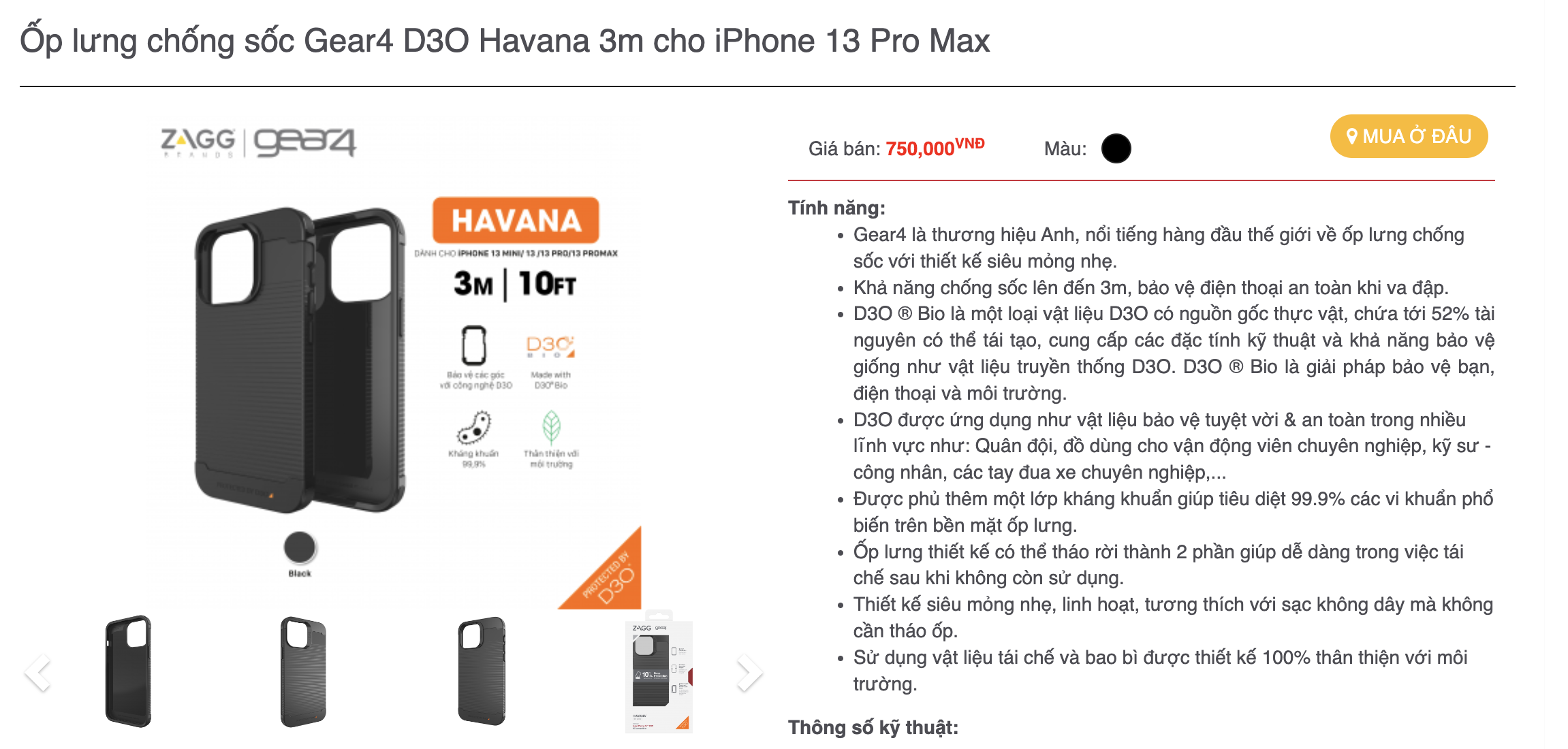 Gear4 D3O Havana 3m shockproof case for iPhone 13 series | Shopee ...