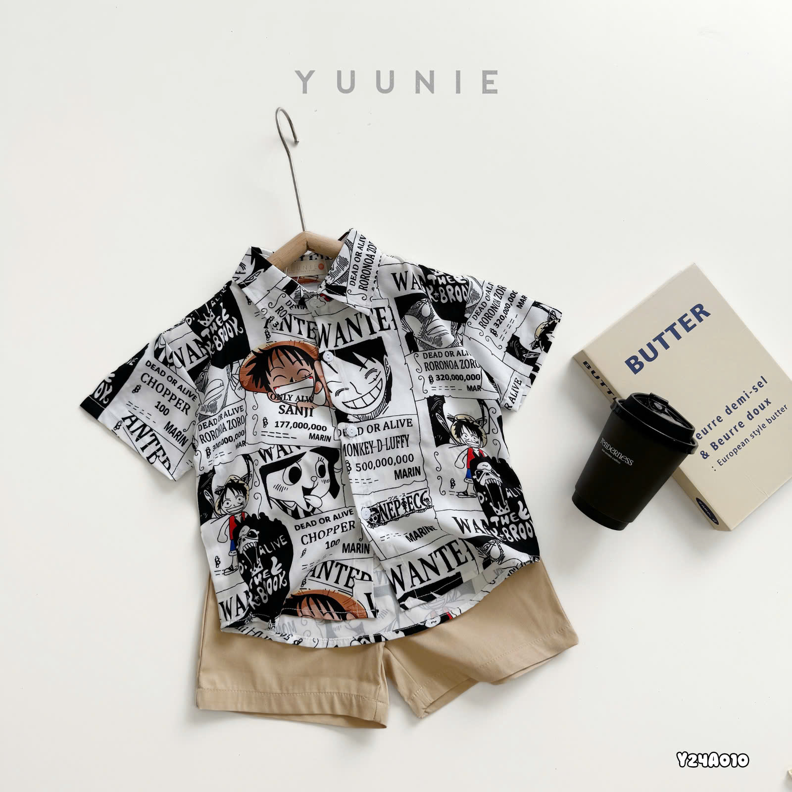 Yuunie boys' clothing Set, hot hit one piece shirt with soft khaki ...