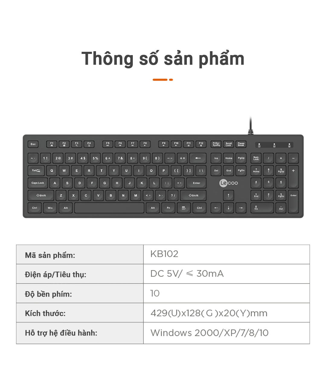 Lecoo KB102 Noise Canceling Office Computer Keyboard, Thin and Light ...