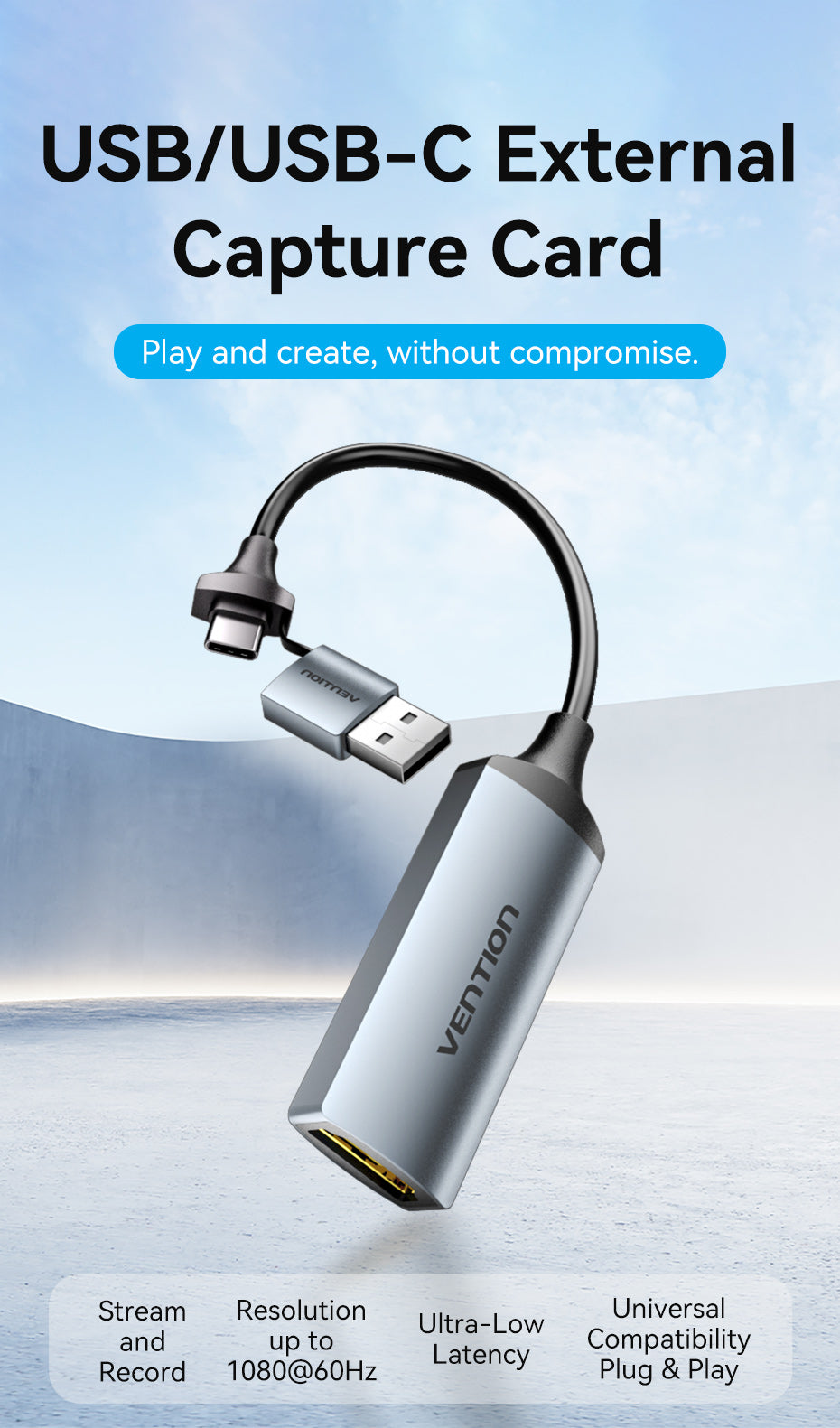 Vention ACW High Definition Stream Video Capture Card Cable HDMI-A to ...