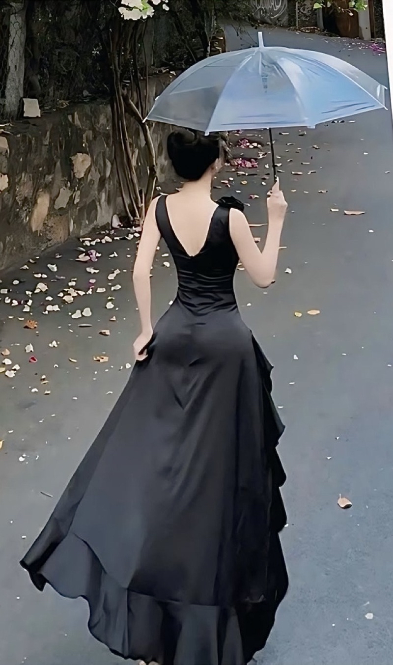 Silk Party Dress with Slit and Ruffles (with Flower Tag) Fashionable ...
