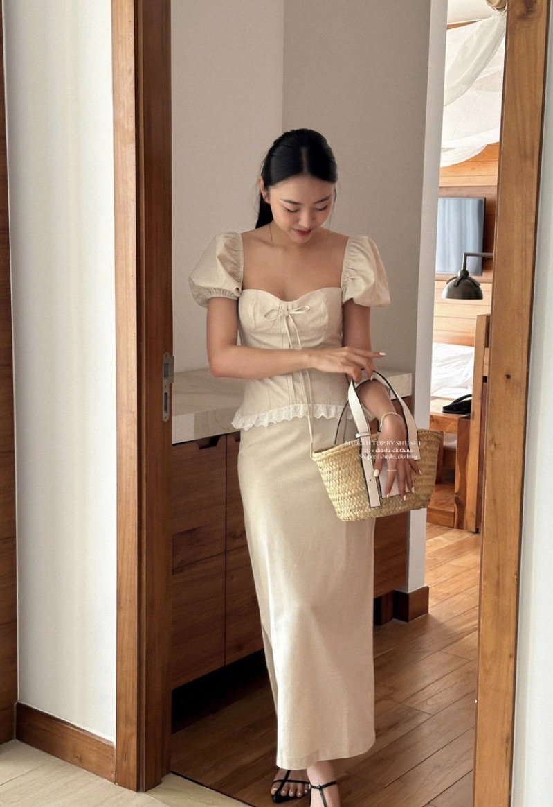 Milcah Top - Lace Puff Sleeve Shirt (original photo) | Shopee Philippines