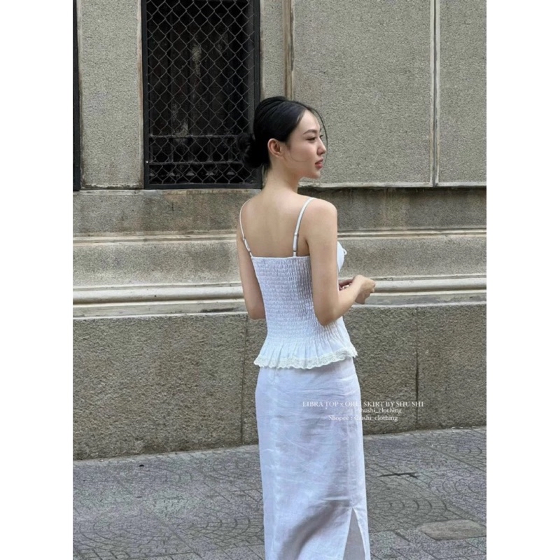 Libra Top - Linen and Lace 2-String Shirt (original photo) | Shopee ...