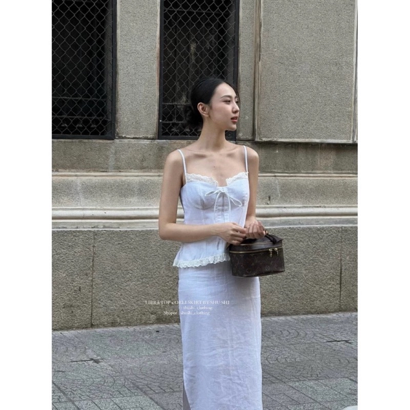 Libra Top - Linen and Lace 2-String Shirt (original photo) | Shopee ...
