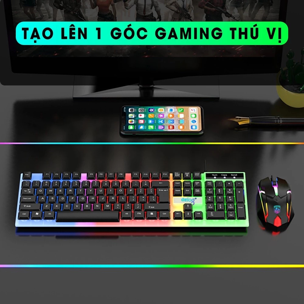 DY-815 keyboard and mouse Combo with durable 7-color led gaming wire ...