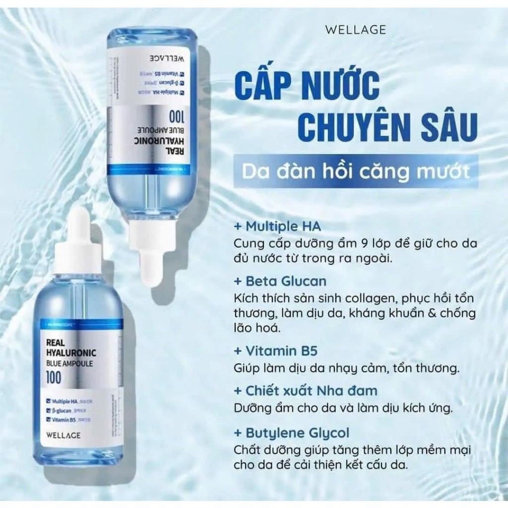 Wellage Real Hyaluronic Blue Ampoule 100 skin care serum 75ml | Shopee ...