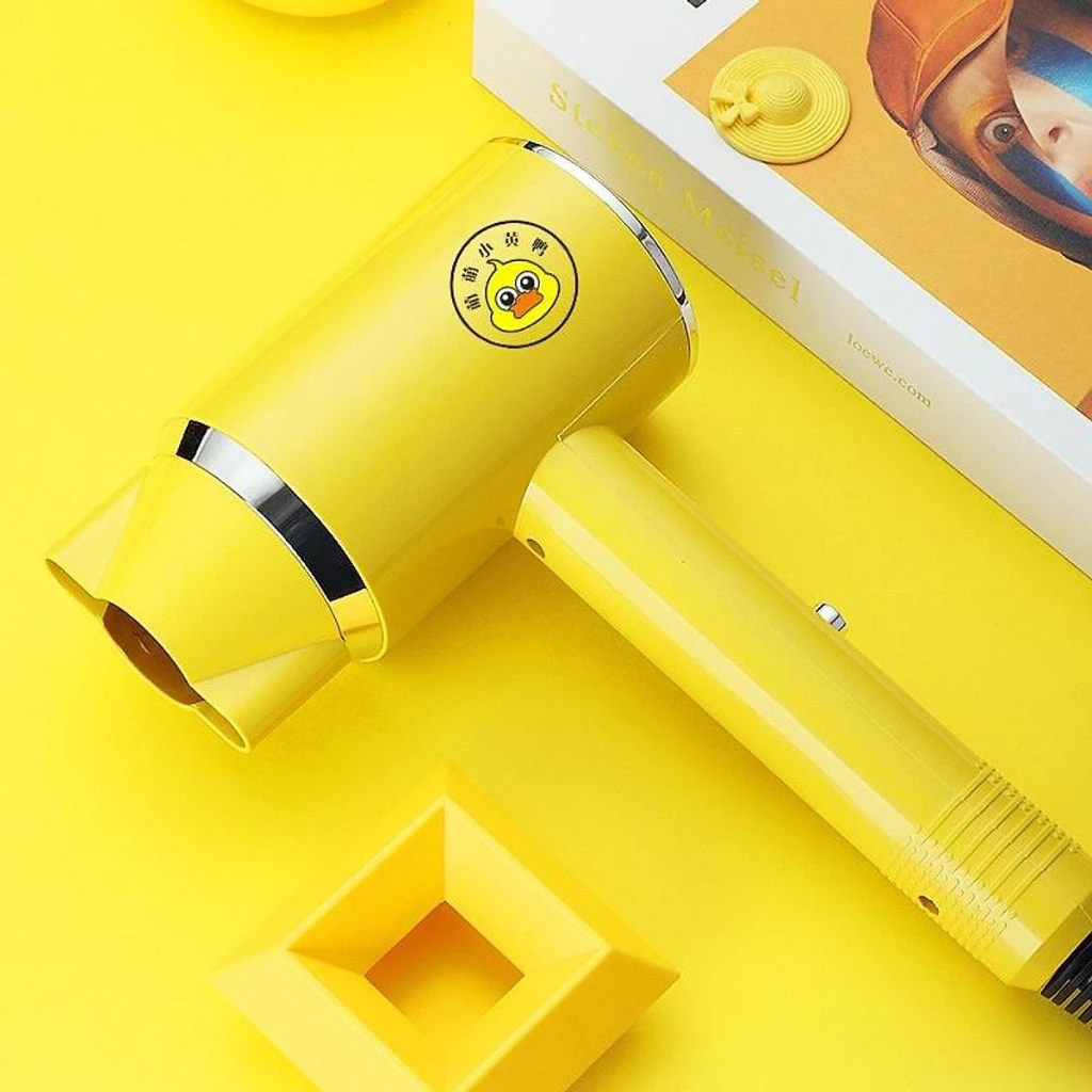 2-mode mini hair dryer, super cute yellow duck design, 1200W capacity ...