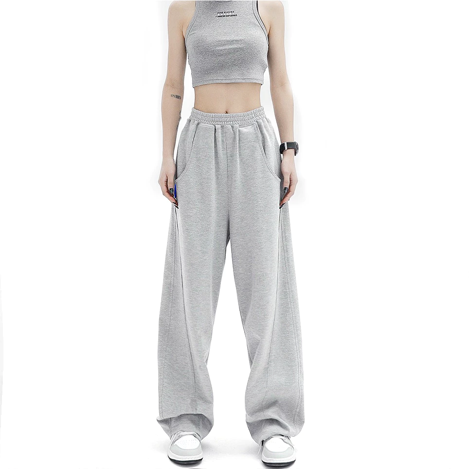 Track Pants Halley wide-leg flannel Pants, gray unisex sports wide-leg ...