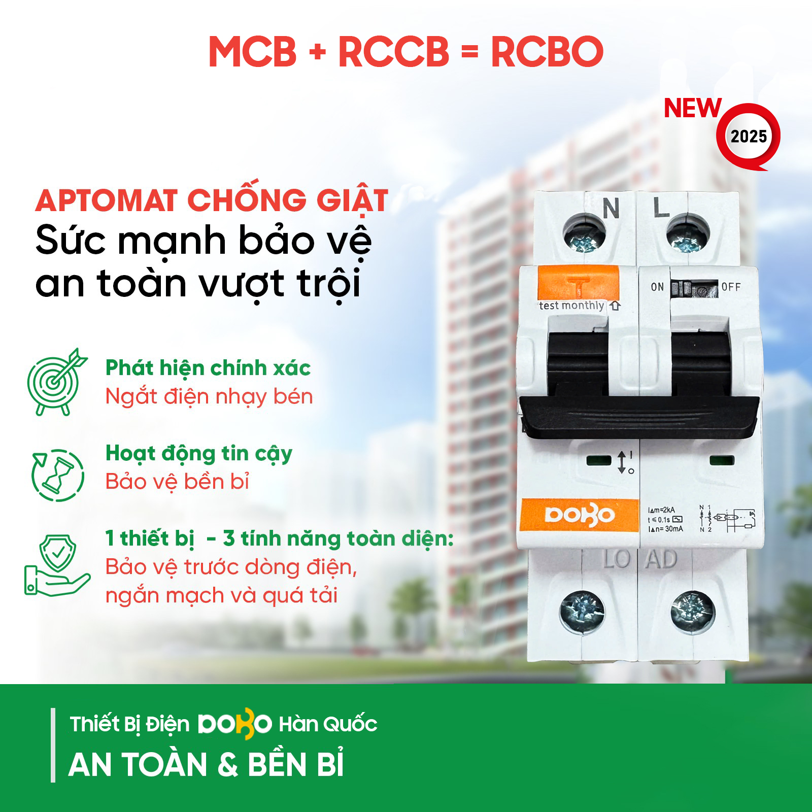 [RCBO 63A] Multifunctional 63A RCBO DOBO KOREA Anti-Shock Circuit ...