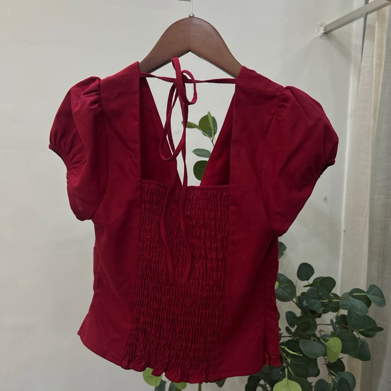 Didi Top (linen fabric) Korean style V-neck with drawstring Kenco.clothing M210 | Shopee Philippines