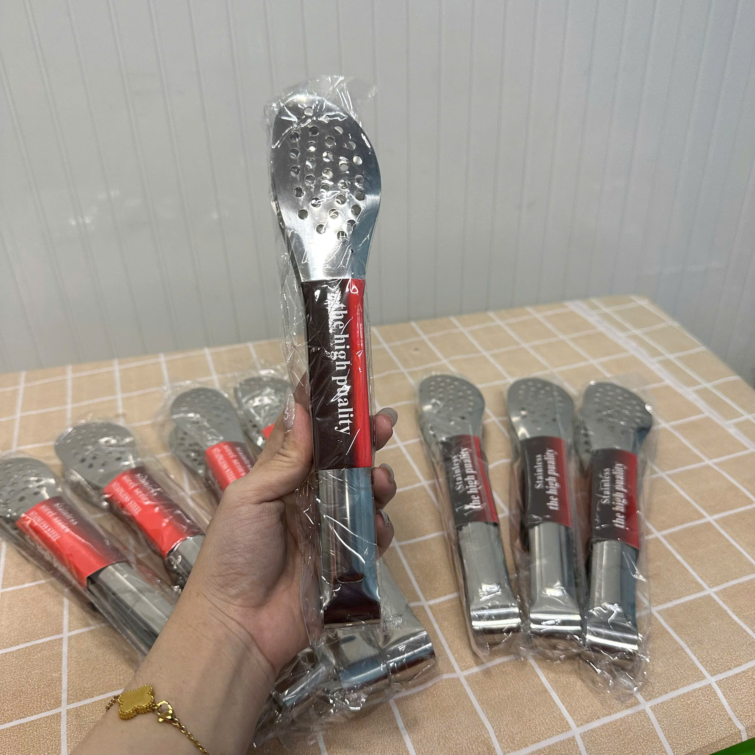Food picker, round head honeycomb stainless steel tongs, easy, thick ...