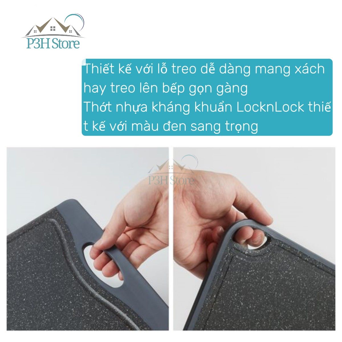 Locknlock Black Marble antibacterial plastic cutting board 3 sizes ...