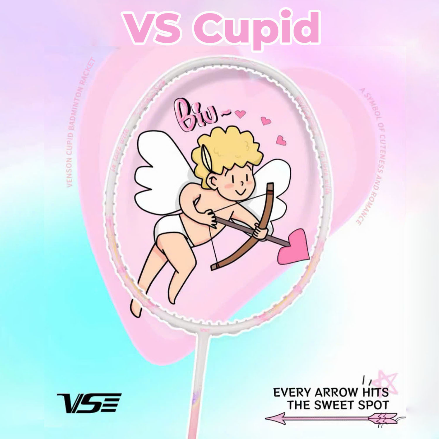 VS Cupid badminton racket full carbon 4U genuine pastel color VENSON ...