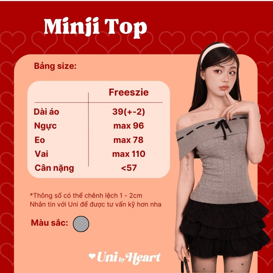 Minji Top ATV018 slim knitted off-the-shoulder Top with bow tie, embossed pattern - Uni By Heart ...