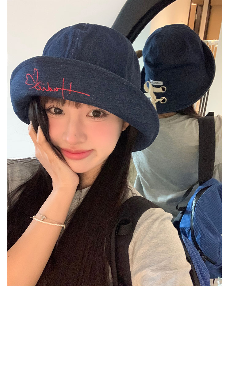 Women's denim fisherman's hat with flip brim, unisex sun protection hat ...