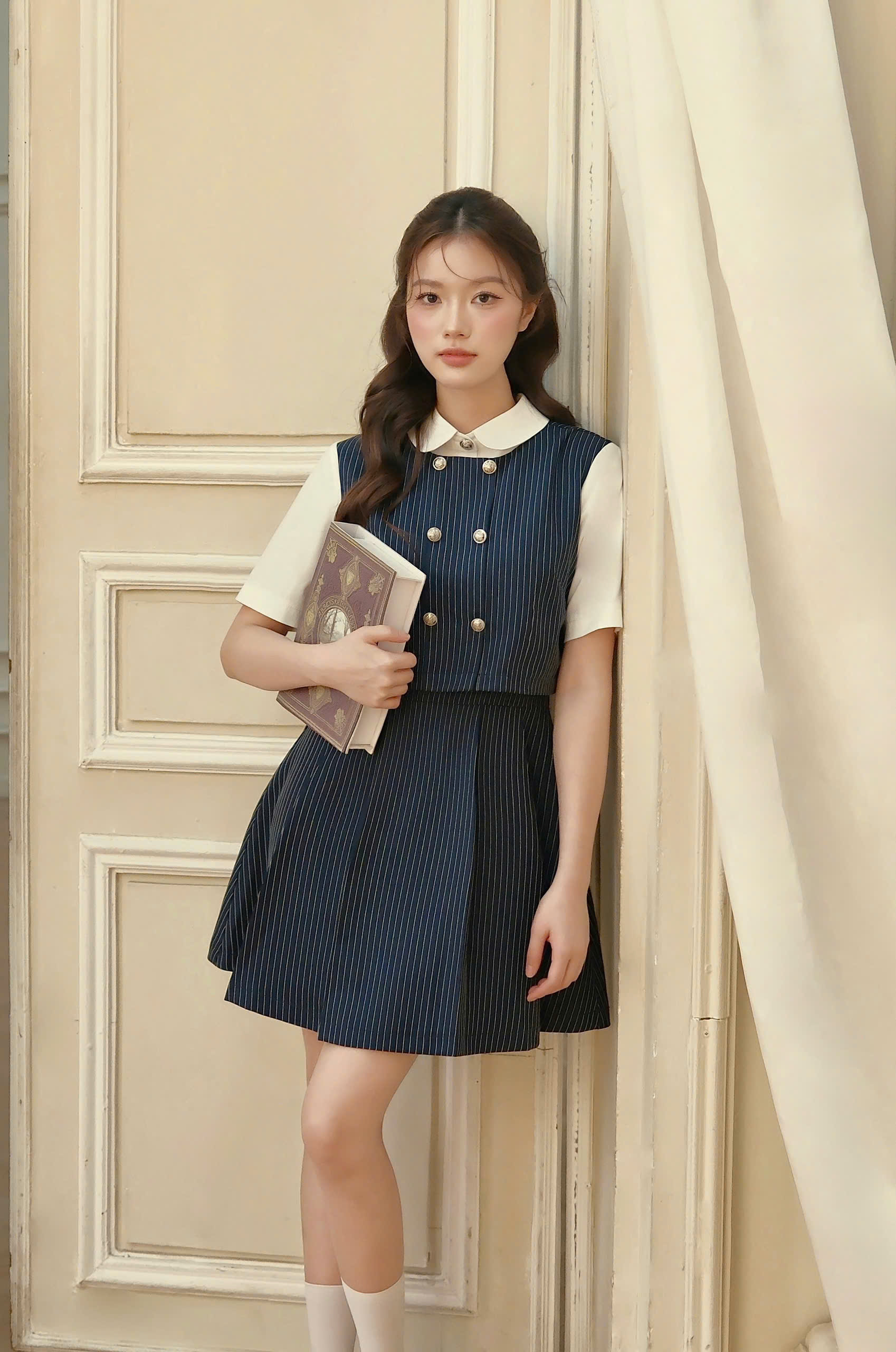 GERME Women's fake Dress Enrico short Set Lotus collar Dress with ...