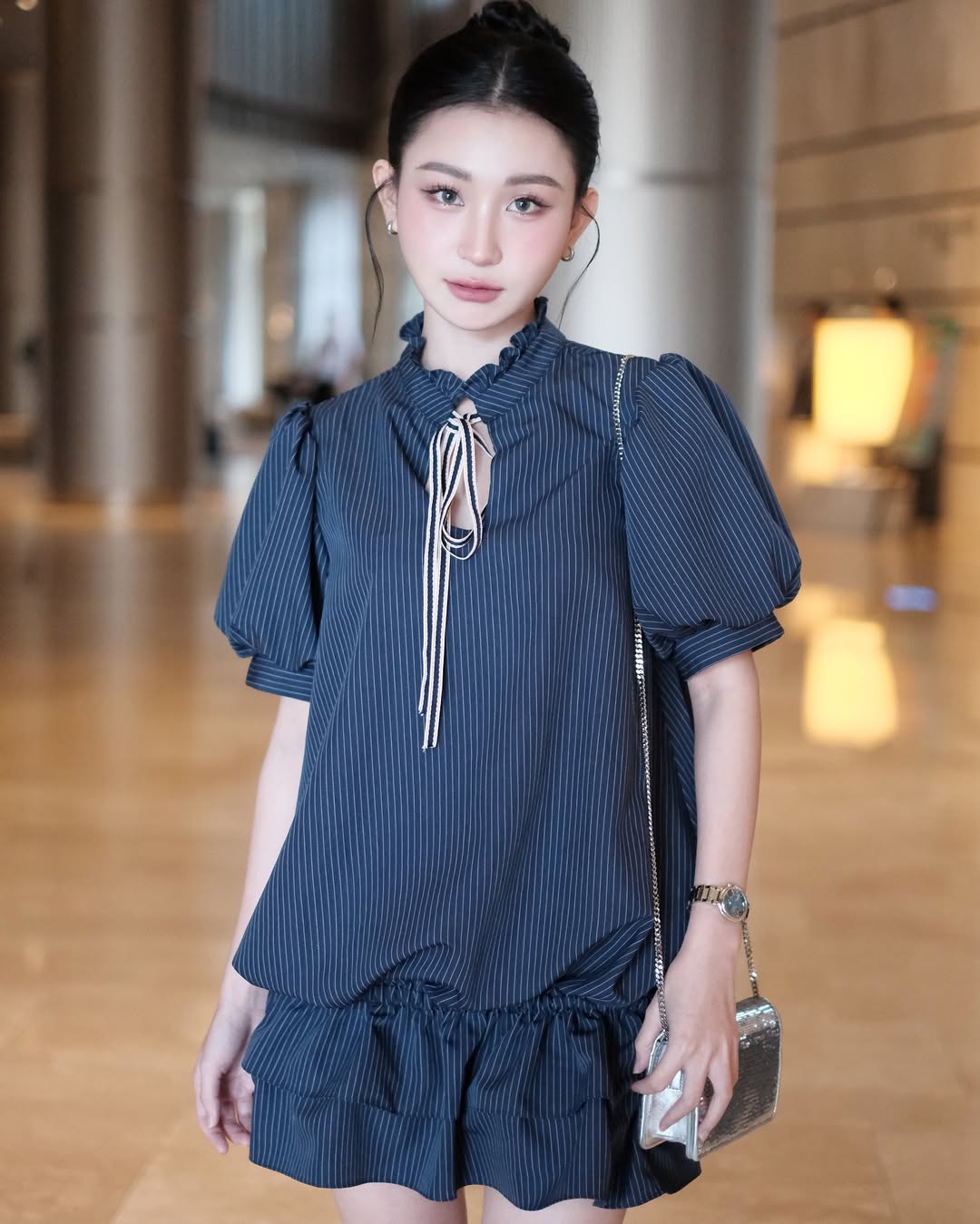 [Free Protective Pants] Charcoal Green Plaid Jumpsuit Skirt Set with ...