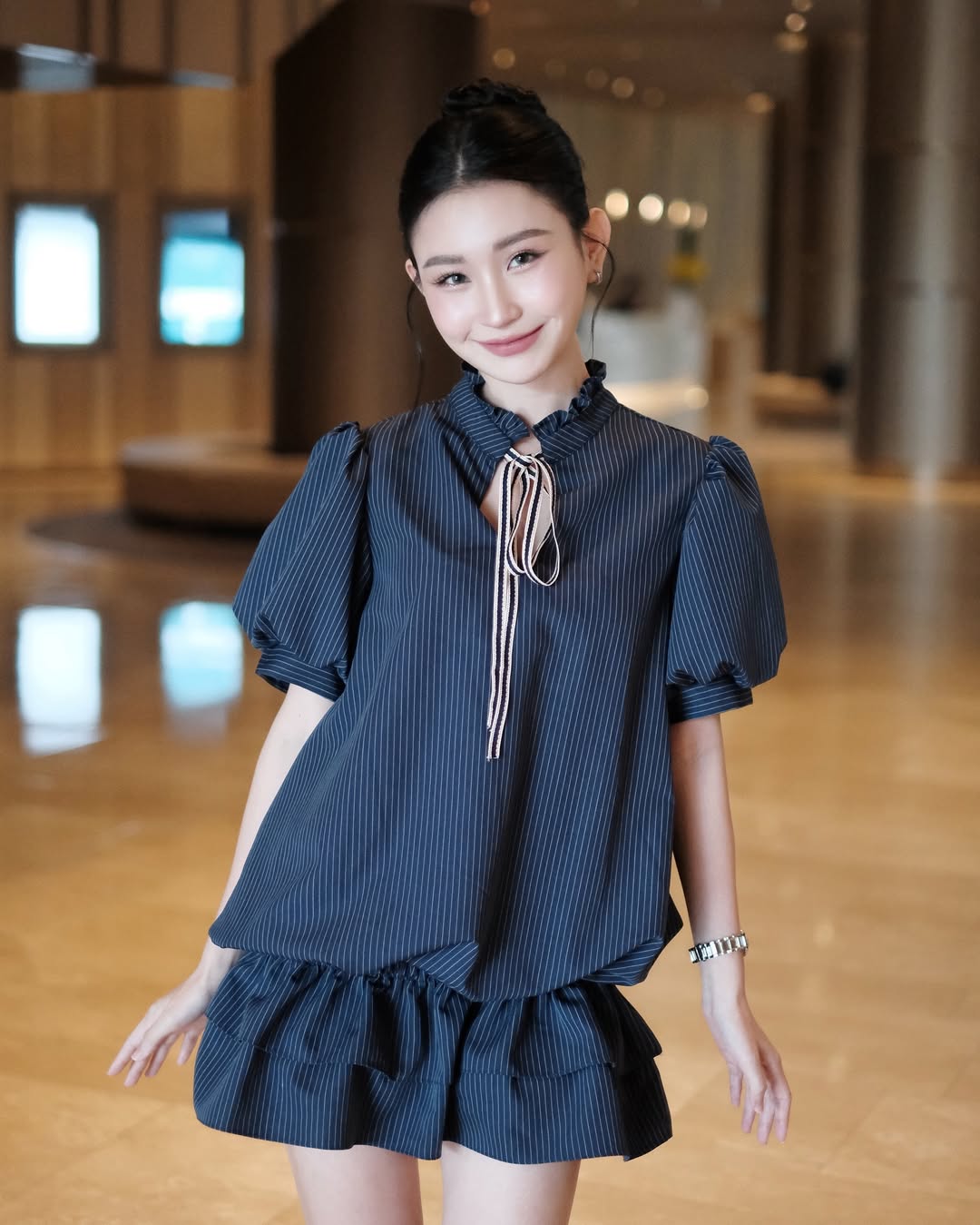 [Free Protective Pants] Charcoal Green Plaid Jumpsuit Skirt Set with ...