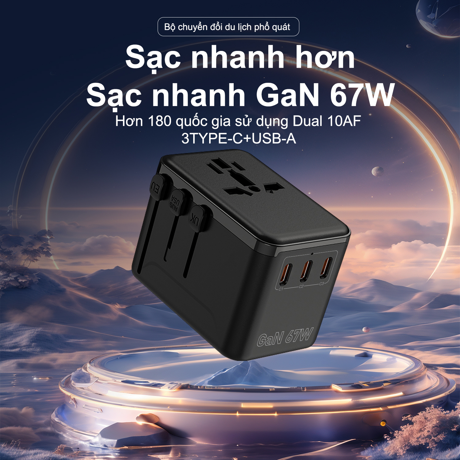 DOSEN Pro Universal Travel Adapter Socket 67W Fast Charging Power ...
