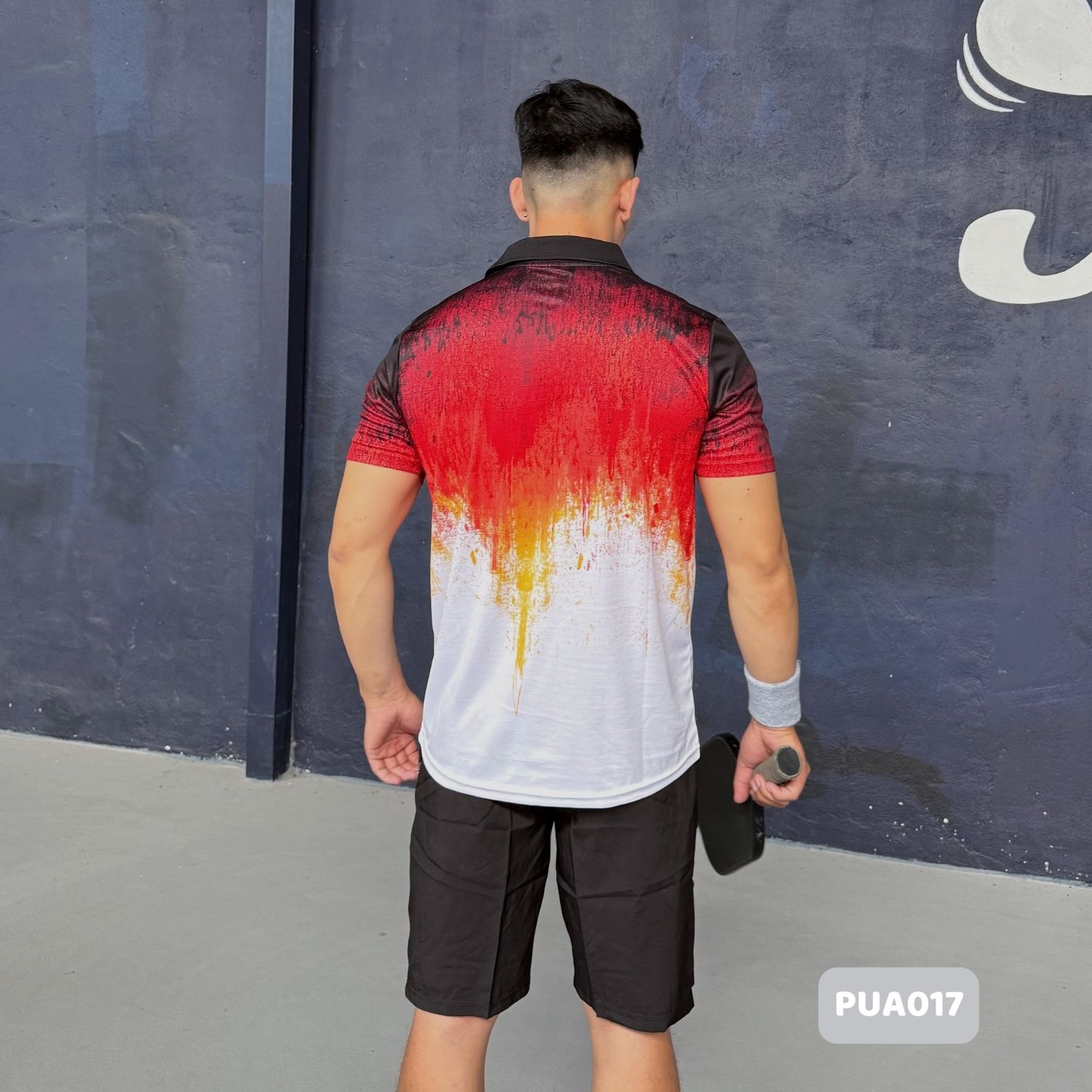 PUA017 men's and women's sports shirt with polo collar, super cool elastic, highly elastic ...