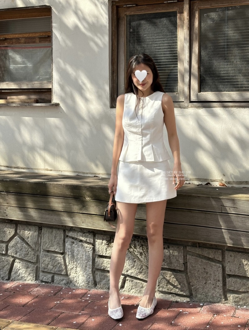 Miuu Set | Set Set Sleeveless Short A-Line Skirt (original photo ...