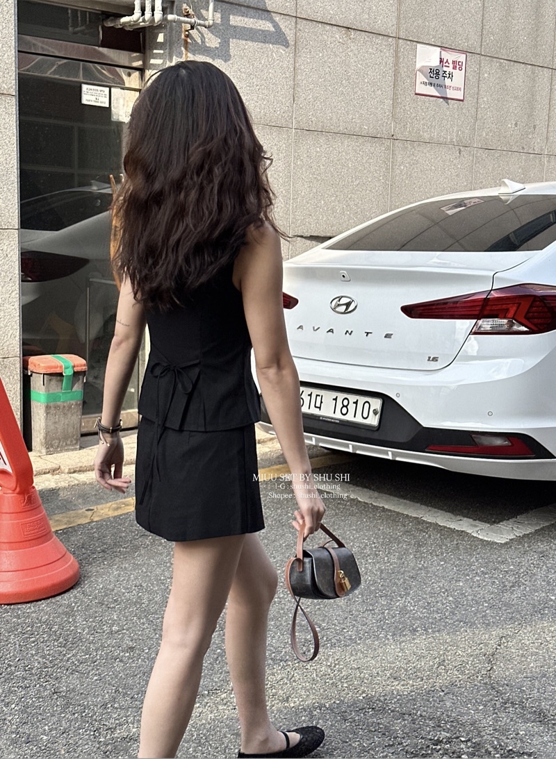 Miuu Set | Set Set Sleeveless Short A-Line Skirt (original photo ...