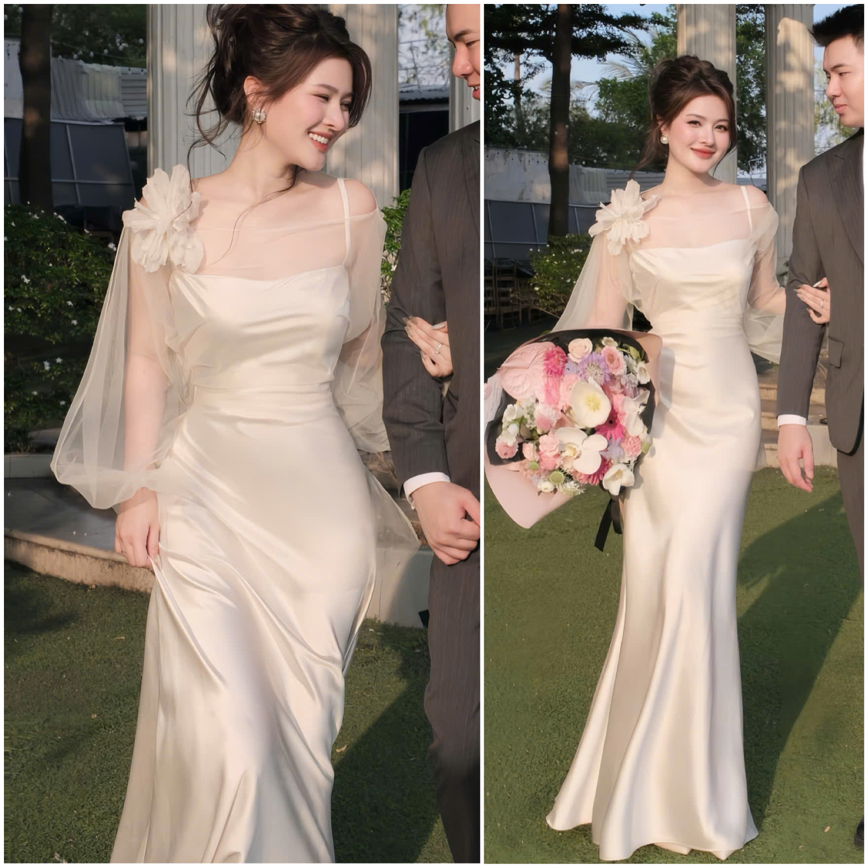 (Flower tag included) Luxurious Y40 mesh fishtail silk Set, super ...