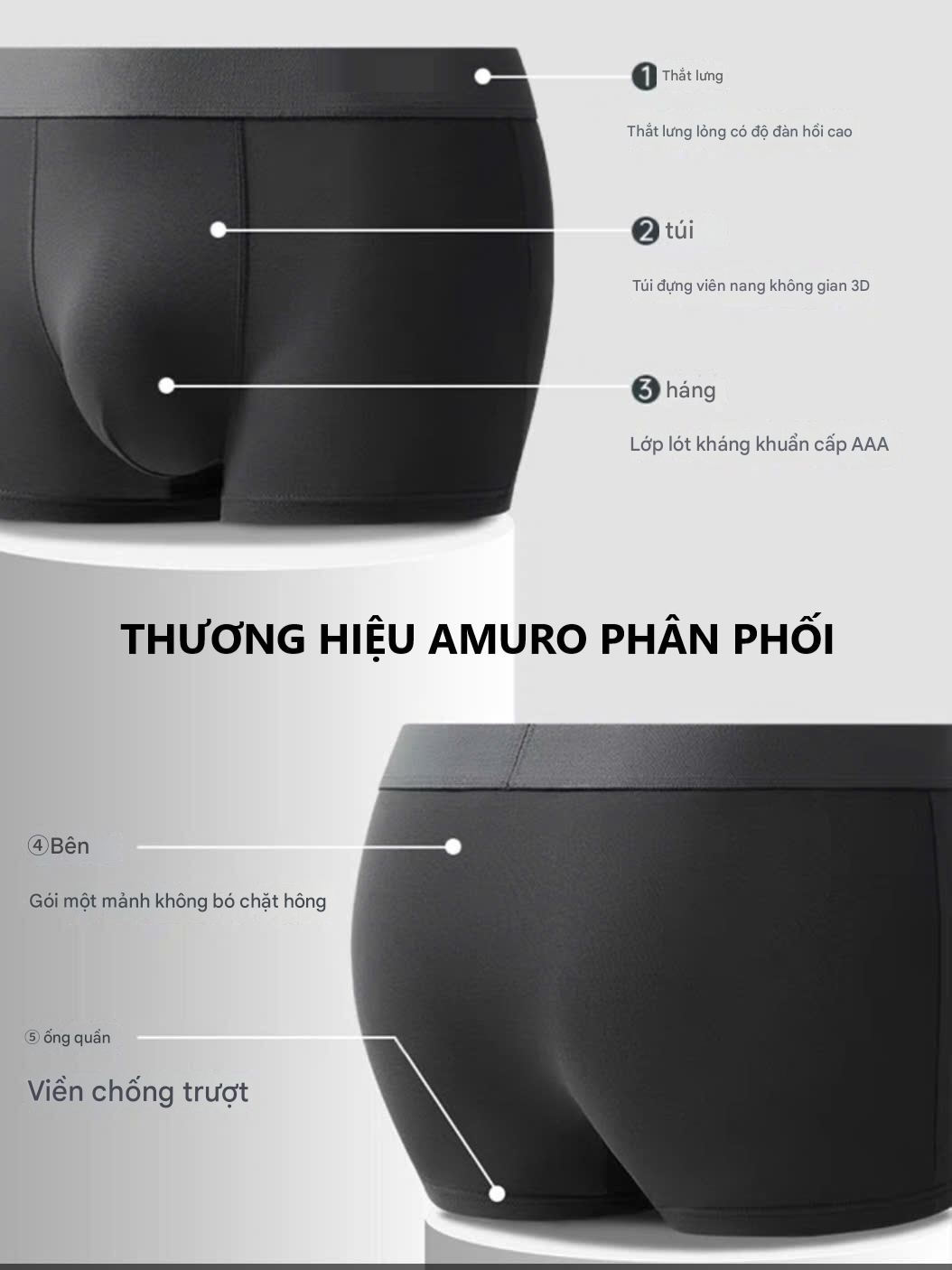 High-quality men's Boxer briefs, 4-way stretch cold elastic underwear ...