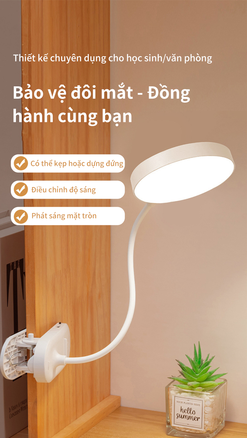AIODIY LED Desk Lamp Clip-on Desk Lamp Light Source has three colors ...