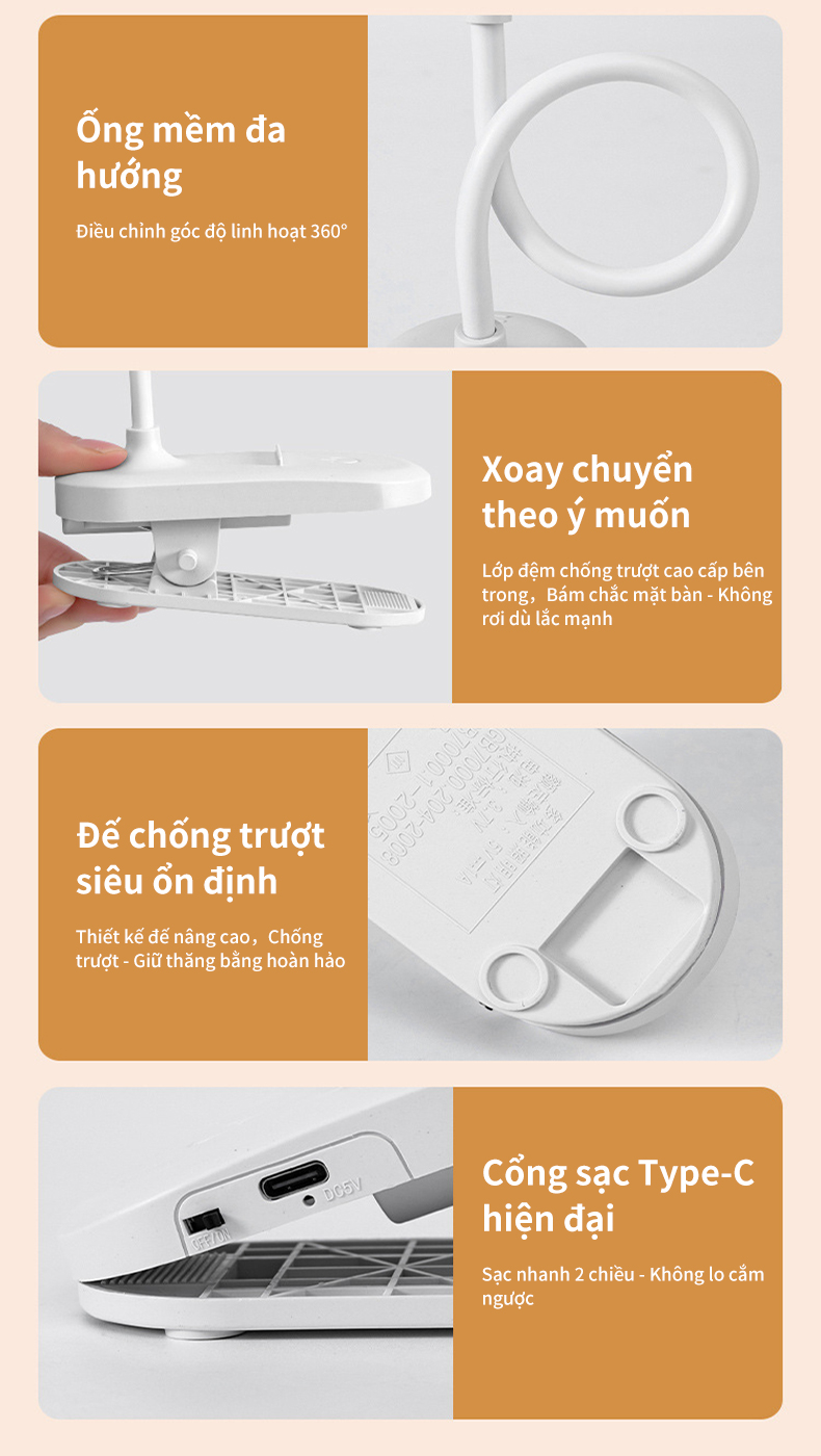 AIODIY LED Desk Lamp Clip-on Desk Lamp Light Source has three colors ...