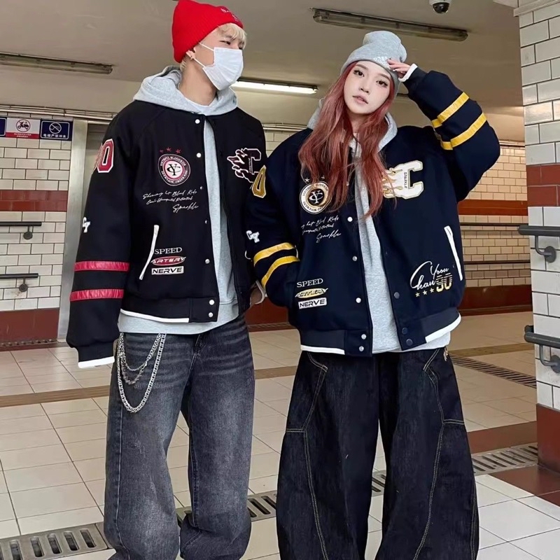 Jacket varsity, baseball bomber jacket embroidered with badge, dynamic ...