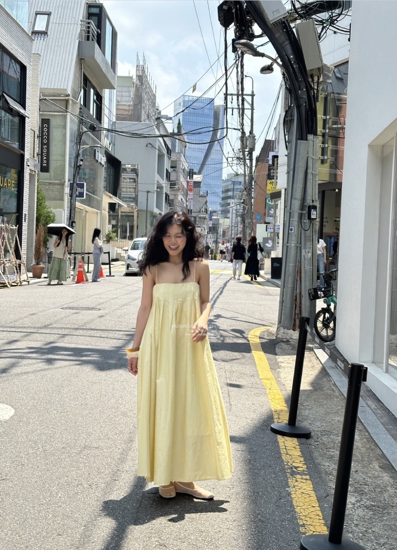 Enzian Dress | Cotton Chest Pleated Maxi Dress (original photo ...