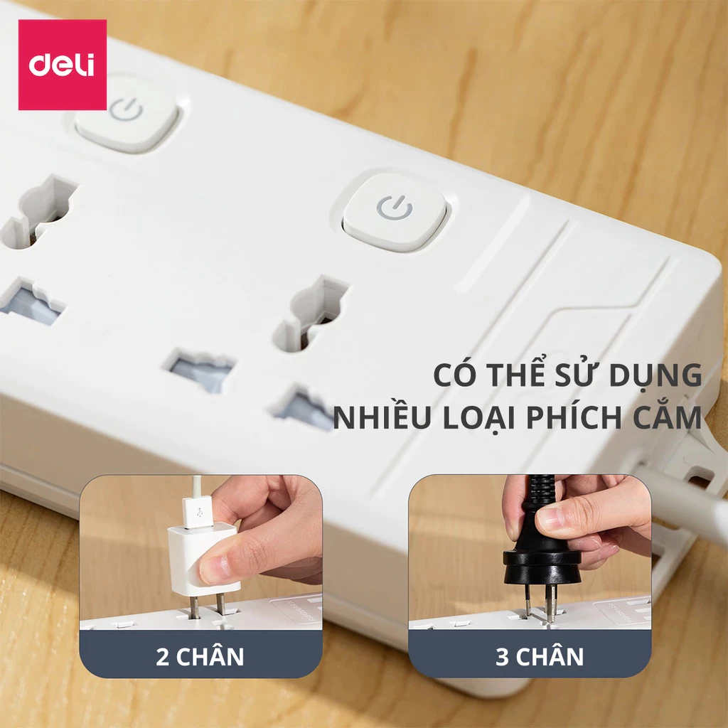 DELI Multifunctional Pink Power Socket 2500W Load Capacity with USB ...
