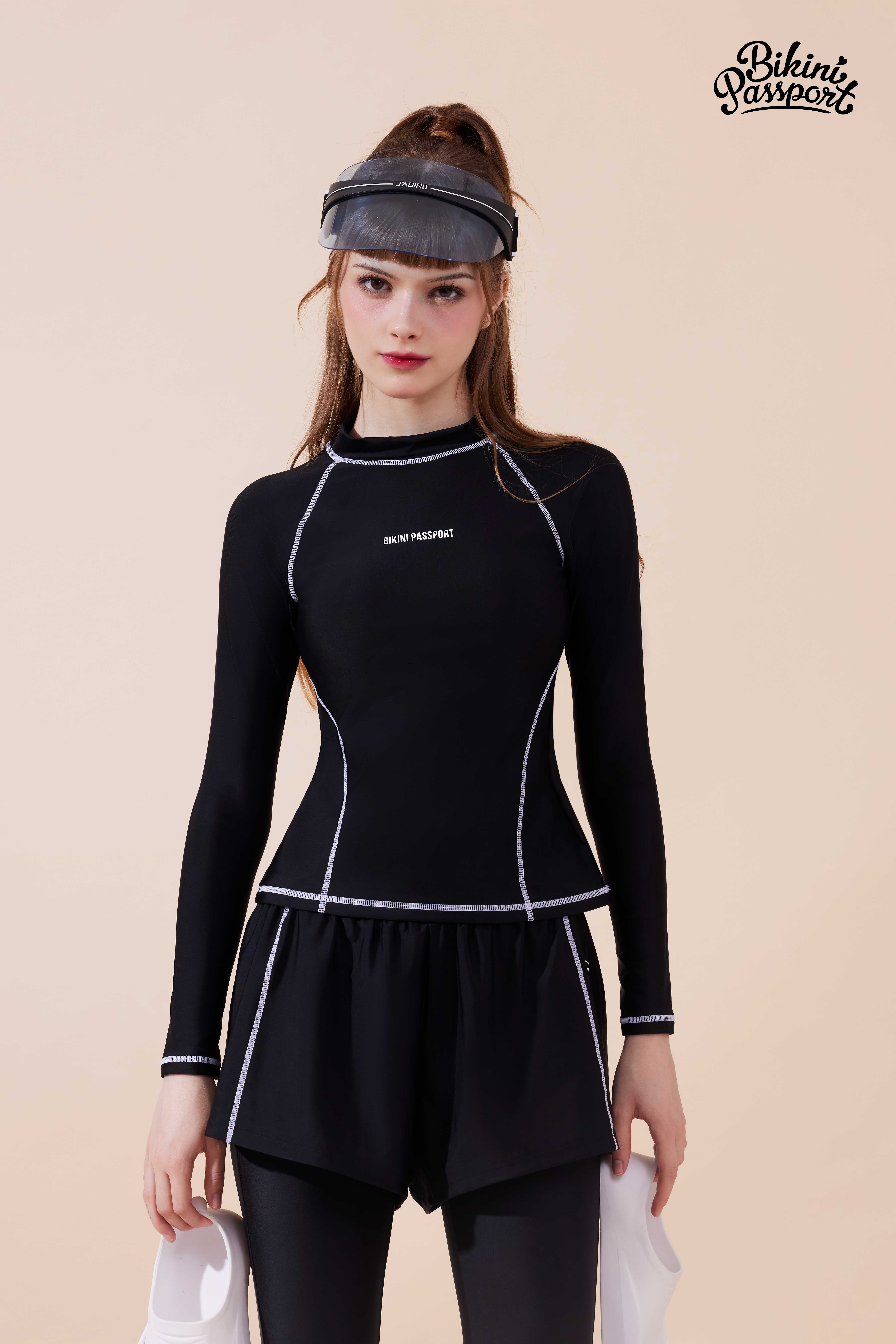Women's BIKINI PASSPORT single swimsuit, 4-needle long-sleeved swimsuit ...